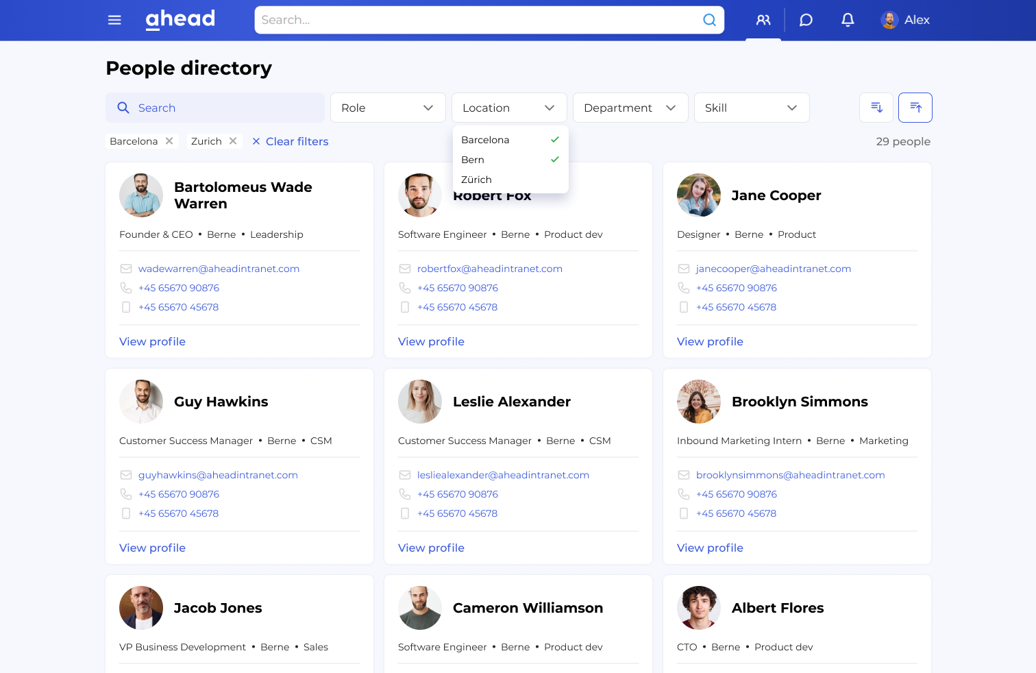 People Directory – Connect with Your Colleagues Easily! | ahead intranet